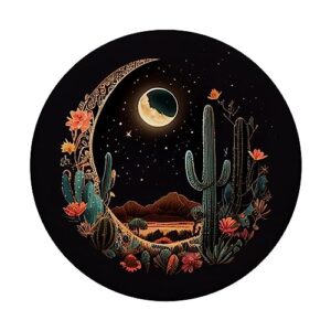 Moon Cactus Desert Flowers Illustration PopSockets Standard PopGrip