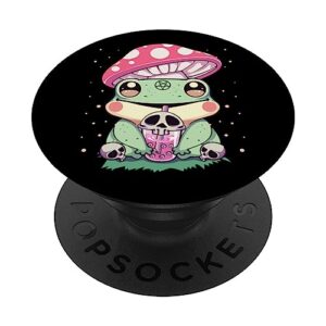 pastel goth kawaii frog boba tea and mushroom frog popsockets swappable popgrip