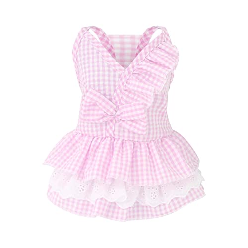 Dress for Dogs Large Girl Cotton Spring and Summer Pet Clothes Spring Cute Pet Supplies Cotton Peach Dress Bow Skirt