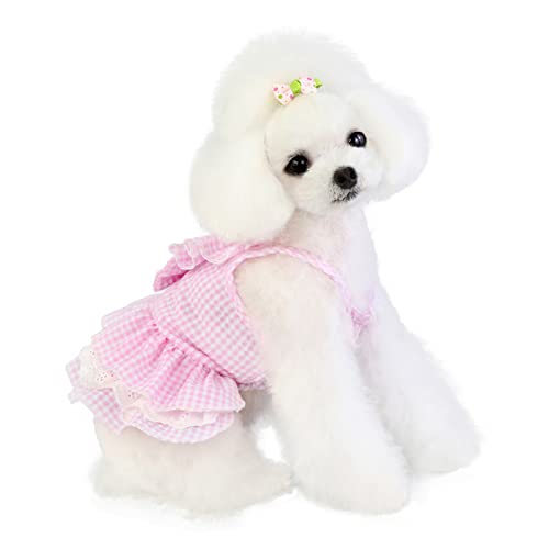 Dress for Dogs Large Girl Cotton Spring and Summer Pet Clothes Spring Cute Pet Supplies Cotton Peach Dress Bow Skirt