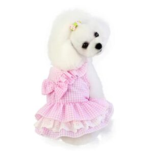 Dress for Dogs Large Girl Cotton Spring and Summer Pet Clothes Spring Cute Pet Supplies Cotton Peach Dress Bow Skirt