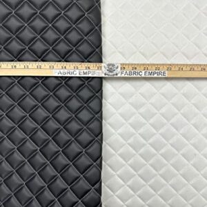 Vinyl Soft Grain Fine Thread Quilted Foam Fabric with 3/8" Foam Backing Upholstery / 52" Wide/Sold by The Yard/FABRIC EMPIRE - Black, White Thread Diamond 2" x 2"