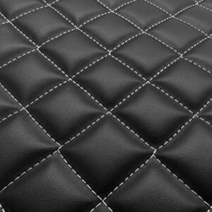 Vinyl Soft Grain Fine Thread Quilted Foam Fabric with 3/8" Foam Backing Upholstery / 52" Wide/Sold by The Yard/FABRIC EMPIRE - Black, White Thread Diamond 2" x 2"