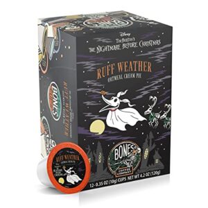 bones coffee company ruff weather flavored coffee bones cups oatmeal creampie flavor | 12ct single-serve coffee pods | keurig coffee pod from disney tim burton's the nightmare before christmas