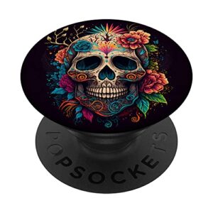 sugar skull flowers popsockets swappable popgrip