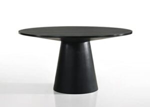 lilola home jasper ebony black 59" wide contemporary round dining table