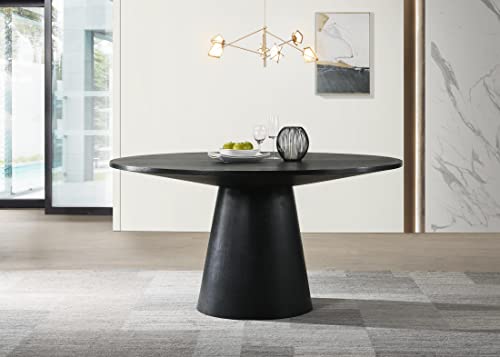 Lilola Home Jasper Ebony Black 59" Wide Contemporary Round Dining Table