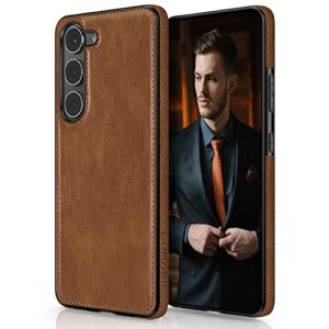 lohasic for galaxy s23 case, luxury leather classic scratch resistant full body protective cases for men women compatible with samsung galaxy s23 6.1 inch display 2023 new - brown