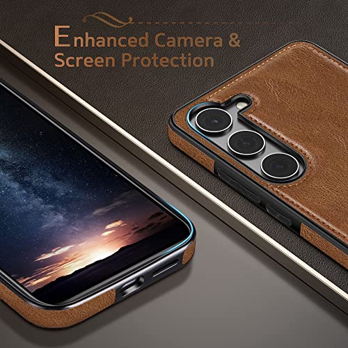 LOHASIC for Galaxy S23 Case, Luxury Leather Classic Scratch Resistant Full Body Protective Cases for Men Women Compatible with Samsung Galaxy S23 6.1 inch Display 2023 New - Brown