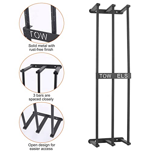 KOCASO Towel Rack Wall Mounted Towel Storage 75cm Bathroom Towel Holder Hold 6 Large Bath Sheets, 3 Bar Rail Bath Towel Racks, Bathroom Towel Storage Rack for Rolled Salon Towel