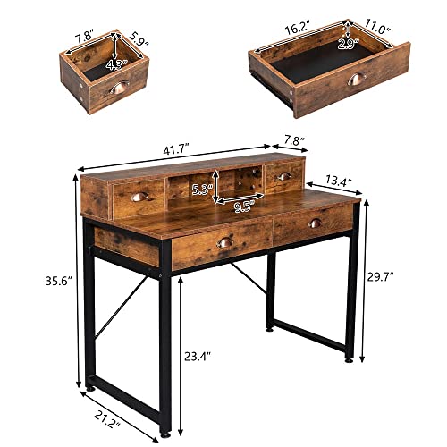 CZDYUF Work Study Desk with Storage Drawer Rack for Living Room Home and Office Computer Desk Work