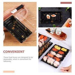 BESTonZON Meal Prep Containers Reusable Disposable Food Containers Sushi Packing Box with Lid Bakery Boxes Swiss Roll Container Roll Cake Box Portable Fruit Salad Boxes 50pcs Meal Prep Container