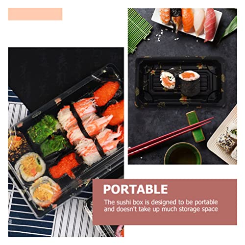 BESTonZON Meal Prep Containers Reusable Disposable Food Containers Sushi Packing Box with Lid Bakery Boxes Swiss Roll Container Roll Cake Box Portable Fruit Salad Boxes 50pcs Meal Prep Container