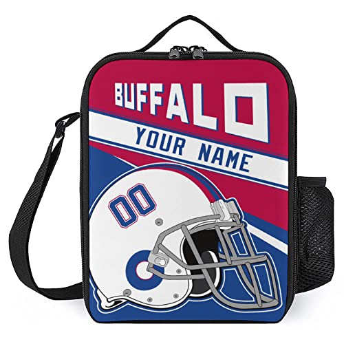 mdbozli Custom Personalized Buffalo Lunch Bag Adjustable Shoulder Straps Portable Insulated Lunch Box for Boy Girl Women Men