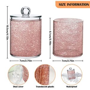 Kigai Sparkling Rose Gold Qtip Holder Dispenser with Lids 4PCS - 14 oz Bathroom Storage Organizer Set, Clear Apothecary Jars Food Storage Containers, for Tea, Coffee, Cotton Ball, Floss