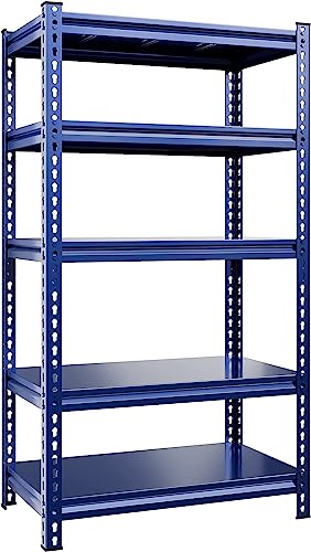 REIBII Garage Shelving Heavy Duty Storage Shelves Loads 1690 LBS, Adjustable Metal Shelving Units and Storage Metal Shelves for Storage Rack Shelf for Garage,Basement 32" W x 17" D x 72" H,Blue