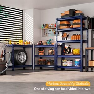 REIBII Garage Shelving Heavy Duty Storage Shelves Loads 1690 LBS, Adjustable Metal Shelving Units and Storage Metal Shelves for Storage Rack Shelf for Garage,Basement 32" W x 17" D x 72" H,Blue