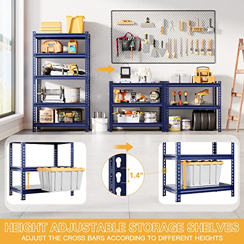 REIBII Garage Shelving Heavy Duty Storage Shelves Loads 1690 LBS, Adjustable Metal Shelving Units and Storage Metal Shelves for Storage Rack Shelf for Garage,Basement 32" W x 17" D x 72" H,Blue