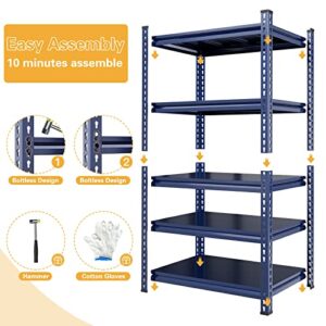 REIBII Garage Shelving Heavy Duty Storage Shelves Loads 1690 LBS, Adjustable Metal Shelving Units and Storage Metal Shelves for Storage Rack Shelf for Garage,Basement 32" W x 17" D x 72" H,Blue