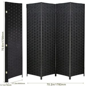 Room Divider Wood Screen 4 Panel Divider Wood Folding Portable Partition Indoor Furniture Screen Partition Frame Home Decor Mesh Woven Design Room for Home Office