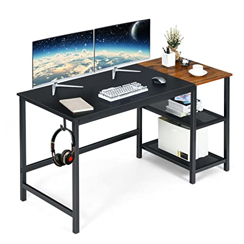 CZDYUF 59" Home Office Computer Desk Study Laptop Desk Detachable 2 Tier Shelves Shelves Office Furniture