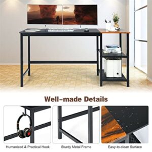 CZDYUF 59" Home Office Computer Desk Study Laptop Desk Detachable 2 Tier Shelves Shelves Office Furniture