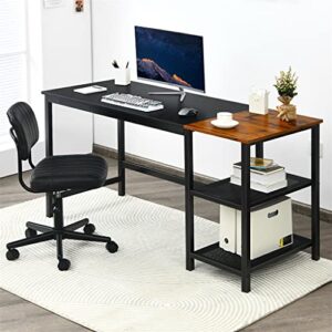 CZDYUF 59" Home Office Computer Desk Study Laptop Desk Detachable 2 Tier Shelves Shelves Office Furniture