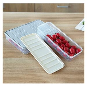 TIST Fridge Storage Container With Lid Stackable Food Organizer Bins Food Fresh Keeping Egg Fish Storage Box ( Color : S White )