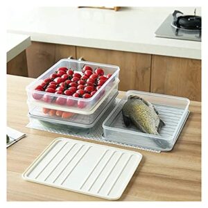 TIST Fridge Storage Container With Lid Stackable Food Organizer Bins Food Fresh Keeping Egg Fish Storage Box ( Color : S White )