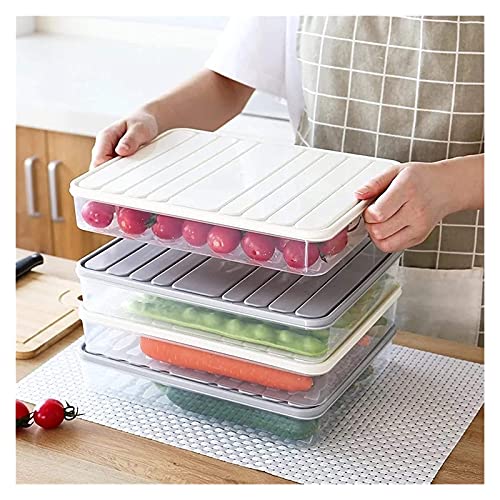 TIST Fridge Storage Container With Lid Stackable Food Organizer Bins Food Fresh Keeping Egg Fish Storage Box ( Color : S White )