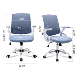 KXDFDC Mid Back Mesh Office Chair Ergonomic Swivel Mesh Computer Chair Flip Up Arms with Lumbar Support Adjustable Height Task Chair (Color : Blue)