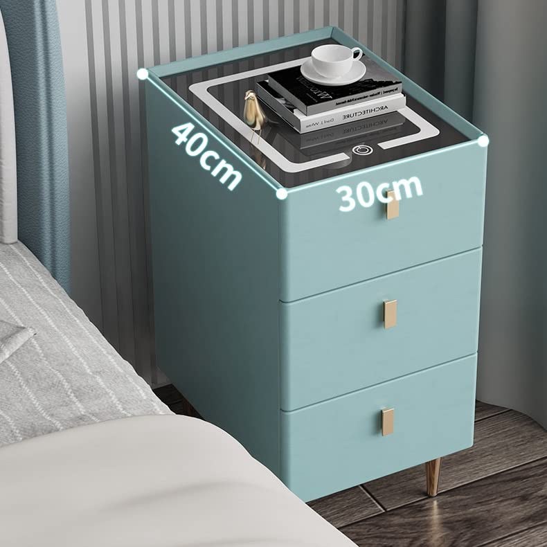 MJWDP Smart Bedroom Bedside Storage Cabinets Light Rechargeable Multifunctional Narrow Storage Cabinets