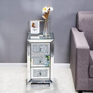 MJWDP (30 x 30 x 60) cm and Contemporary Surface with Diamond 3-Drawers Bedside Table Nightstand Side Table for Bedroom