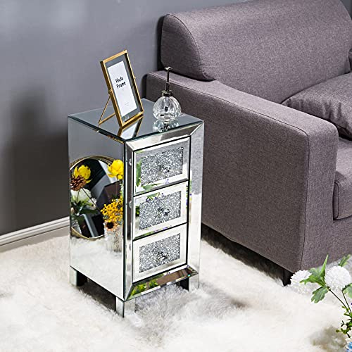 MJWDP (30 x 30 x 60) cm and Contemporary Surface with Diamond 3-Drawers Bedside Table Nightstand Side Table for Bedroom