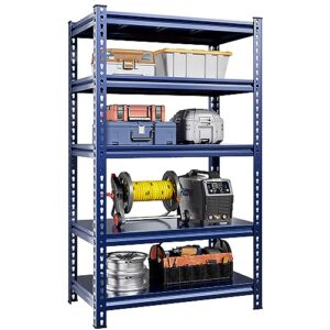 reibii 72" garage shelving heavy duty garage storage shelves load 1700lbs adjustable heavy duty shelving 5 tier metal shelving for storage industrial shelving 31.9" w x 17.1" d x 72" h blue