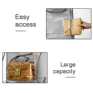 ANZORG 1 Pcs Dual Sided Hanging Handbags Organizer Closet Shoe Holder with 10 Large Pockets Storage for Towel Scarf Clothes (GREY)