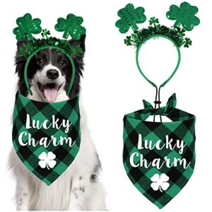 stmk st. patrick's day dog bandana outfits, st. patrick's day shamrock headband plaid st patricks dog bandanas costumes for small medium large dogs st. patrick's day costumes