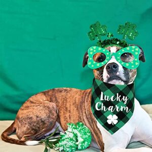 STMK St. Patrick's Day Dog Bandana Outfits, St. Patrick's Day Shamrock Headband Plaid St Patricks Dog Bandanas Costumes for Small Medium Large Dogs St. Patrick's Day Costumes