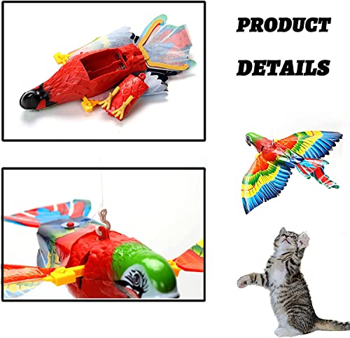 Flying Bird cat Toy, Simulated Bird Interactive cat Toy, Simulated Flying Bird Hanging pet Toy, Interesting Hanging Rotating pet Toy (with Light and Music)