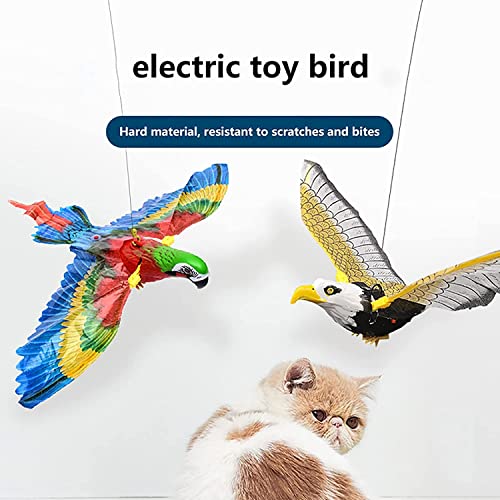 Flying Bird cat Toy, Simulated Bird Interactive cat Toy, Simulated Flying Bird Hanging pet Toy, Interesting Hanging Rotating pet Toy (with Light and Music)