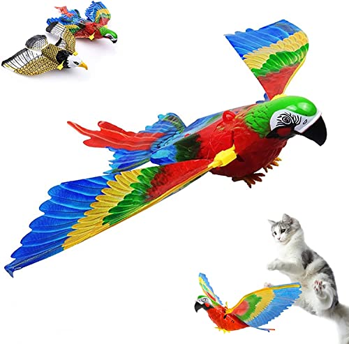 Flying Bird cat Toy, Simulated Bird Interactive cat Toy, Simulated Flying Bird Hanging pet Toy, Interesting Hanging Rotating pet Toy (with Light and Music)