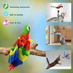 Flying Bird cat Toy, Simulated Bird Interactive cat Toy, Simulated Flying Bird Hanging pet Toy, Interesting Hanging Rotating pet Toy (with Light and Music)