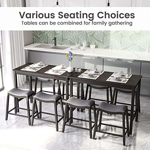 GOFLAME 5 Pieces Bar Table Set, Bistro Table Set for 4, Counter Height Pub Table with 4 Upholstered Stools, Modern Kitchen & Dining Room Table Set, Breakfast Table Set for Home, Restaurant, Pub