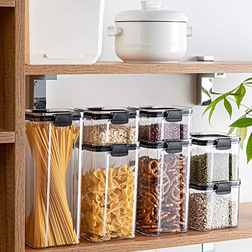 Airtight Food Storage Container with Lids - BPA Free Clear Plastic Kitchen and Pantry Organization Canisters, Dry-Food-Storage Containers Set For Flour, Cereal, Sugar, Coffee, Rice, Nuts, Etc