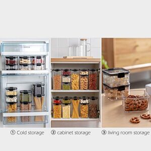 Airtight Food Storage Container with Lids - BPA Free Clear Plastic Kitchen and Pantry Organization Canisters, Dry-Food-Storage Containers Set For Flour, Cereal, Sugar, Coffee, Rice, Nuts, Etc