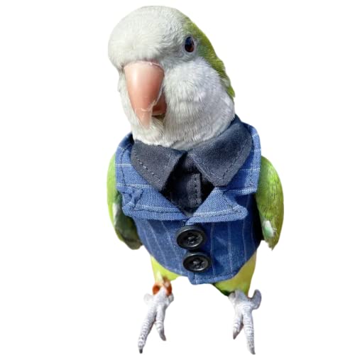 Bird Costume Bird Diaper Flight Suit Bird Jeans Top Bird Clothes Cosplay Photo Prop for Parrots Lovebird Parakeet Cockatiel Small Animals Apparel (Without Diaper,Cockatiel)