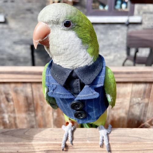 Bird Costume Bird Diaper Flight Suit Bird Jeans Top Bird Clothes Cosplay Photo Prop for Parrots Lovebird Parakeet Cockatiel Small Animals Apparel (Without Diaper,Cockatiel)