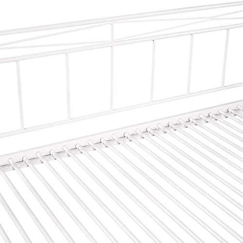 Polibi Twin Size Metal Daybed with Trundle, Extendable Day Bed Frame for Living Room Bedroom, No Spring Box Required, White