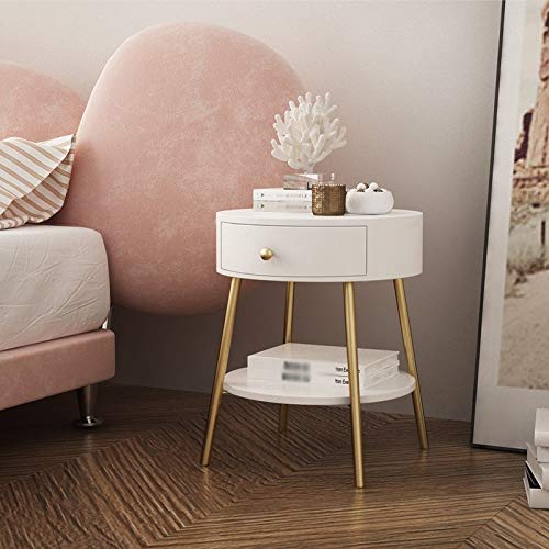 SJYDQ Fashion Nightstands Cabinet Personality Fashion Bedside Bedroom Light Fashion Round Side