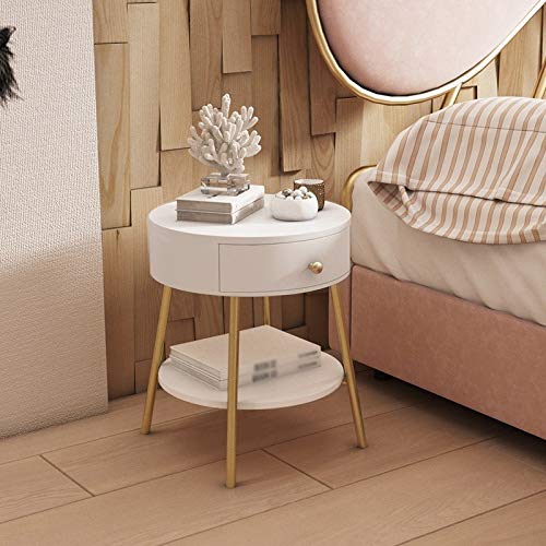 SJYDQ Fashion Nightstands Cabinet Personality Fashion Bedside Bedroom Light Fashion Round Side